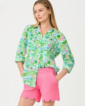 Lilly Pulitzer® Sea View Linen Button Down Shirt - Multicolor