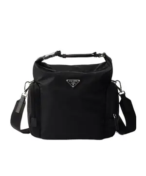 Prada Re-nylon And Saffiano Leather Shoulder Bag - Black