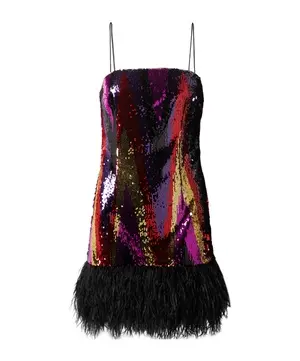 Rebecca Vallance Kaia Feather-detail Mini Dress