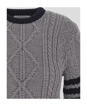Thom Browne Signature 4-bar Stripe Crewneck Pullover