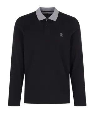 Brunello Cucinelli Logo Embroidered Long-sleeved Polo Shirt