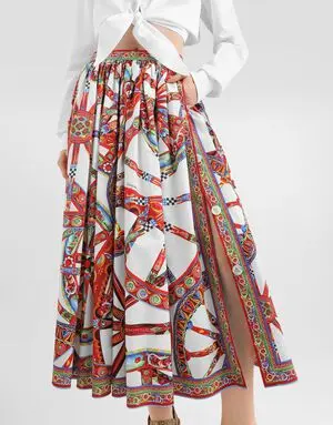 Dolce & Gabbana Dolce Gabbana Carretto Printed Midi Skirt