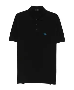 Etro Pegaso-embroidered Polo Shirt Black