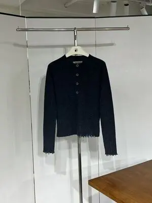 UMA WANG Henley Knit Top - Black