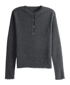 UMA WANG Henley Knit Top - No