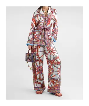 Dolce & Gabbana Carretto-print Silk Twill Vanity Trousers