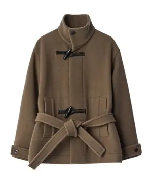 LEMAIRE Short Duffle Coat In Wool - Thyme