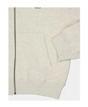 Off-White Drawstring Zip-up Hoodie - White