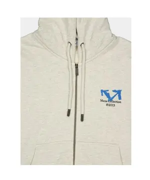Off-White Drawstring Zip-up Hoodie - White