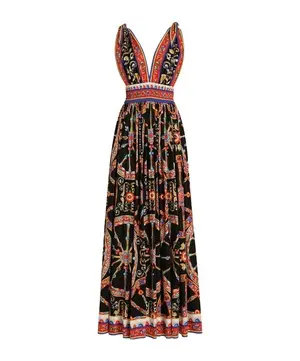 Dolce & Gabbana Carretto-print Long Poplin Dress - Color