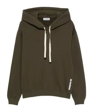 JIL SANDER Logo-print Drawstring Hoodie - Green