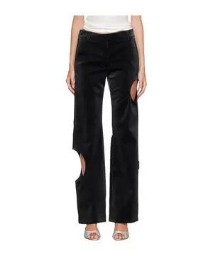 Off-White Velvet Coated Meteor Faux-leather Pants - Black