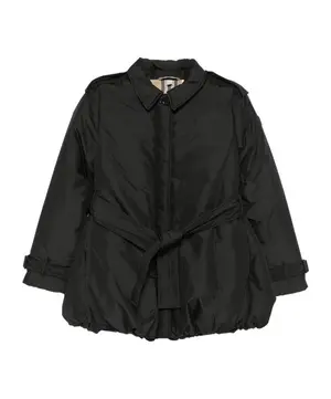 Burberry Belted Bubble-hem Coat - Black