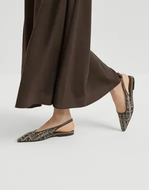 Brunello Cucinelli Precious Check Embroidery Slingback Flats
