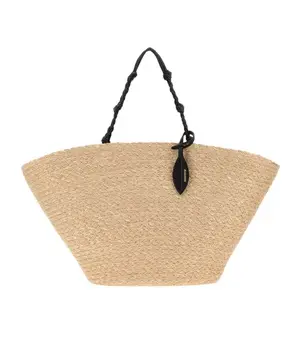 JIL SANDER Tangle Woven Beach Bag - Beige