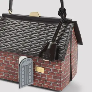 Moschino Brick-print House-shaped Tote Bag