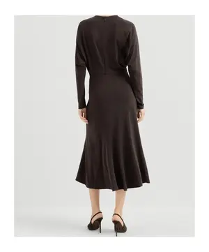 Brunello Cucinelli Techno Wool Jersey Dress With Monili