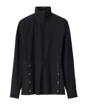 LEMAIRE Press-stud Bib Top In Cotton Crepe - Black