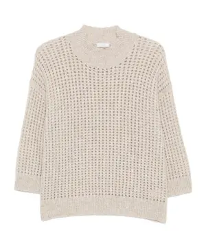Peserico Open-knit Mock-neck Knitted Sweater