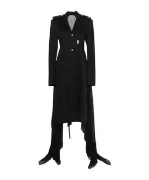 ANN DEMEULEMEESTER Sheer-panelled Epaulette Coat - Black