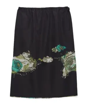 Prada Devore Poplin Midi-skirt