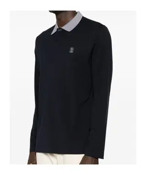 Brunello Cucinelli Logo Embroidered Long-sleeved Polo Shirt