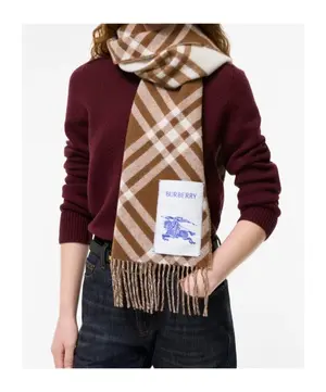 Burberry Check Cashmere Scarf - Finch Brown
