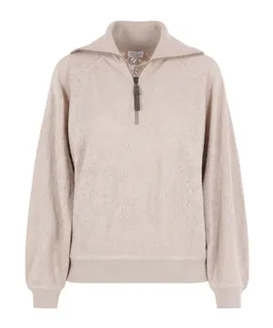 Brunello Cucinelli Long-sleeved Half-zip Jumper - Beige