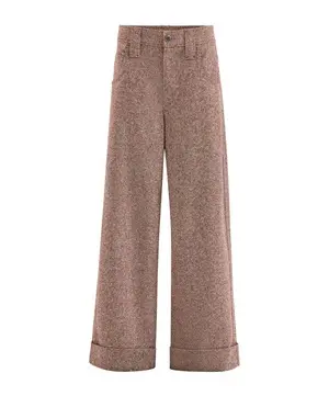 Brunello Cucinelli Virgin Wool Donegal Baggy Five-pocket Trousers With Monili - Wine Red