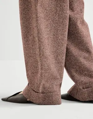 Brunello Cucinelli Virgin Wool Donegal Baggy Five-pocket Trousers With Monili - Wine Red