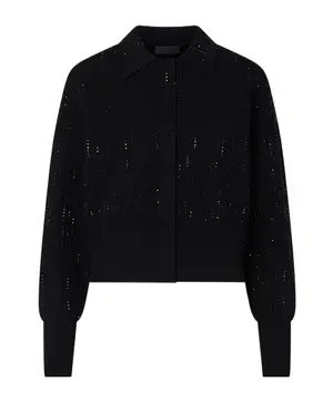 Liu Jo Rhinestone Embellished Relaxed Fit Knit Bomber Jacket