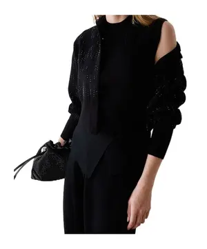 Liu Jo Rhinestone Embellished Relaxed Fit Knit Bomber Jacket