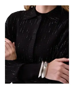 Liu Jo Rhinestone Embellished Relaxed Fit Knit Bomber Jacket