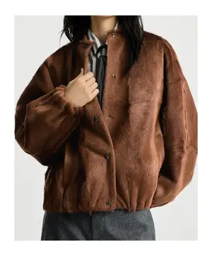 Brunello Cucinelli Cashmere Shearling Bomber Jacket With Monili