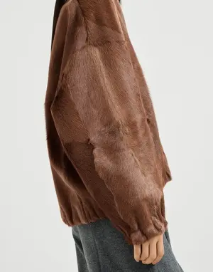 Brunello Cucinelli Cashmere Shearling Bomber Jacket With Monili
