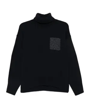 Peserico Embellished Roll-neck Jumper - Navy Blue