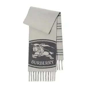 Burberry Reversible Knight Stamp Scarf - Mitten Grey