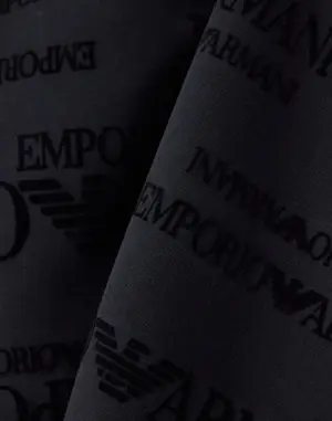 Emporio Armani Zip-up Sweatshirt In Double Jersey With All-over Flocked Logo