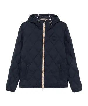 Burberry Hescott Nylon Quilted Hooded Blouson Jacket - Navy