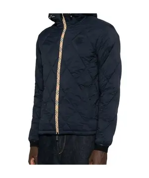 Burberry Hescott Nylon Quilted Hooded Blouson Jacket - Navy