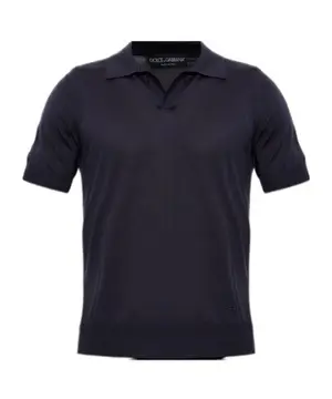 Dolce & Gabbana Collared Short-sleeved Polo Shirt - Navy Blue