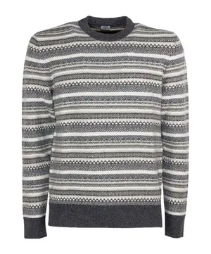 Eleventy Jacquard Crew-neck Knitted Sweater