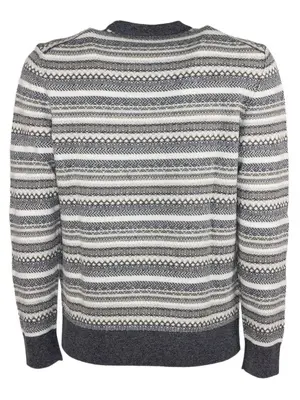 Eleventy Jacquard Crew-neck Knitted Sweater