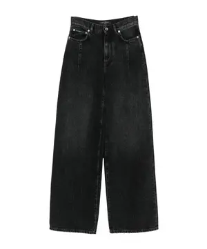 Dolce & Gabbana Logo-plaque Wide-leg Jeans - Black