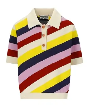 Essentiel Antwerp Striped Knit Polo Shirt