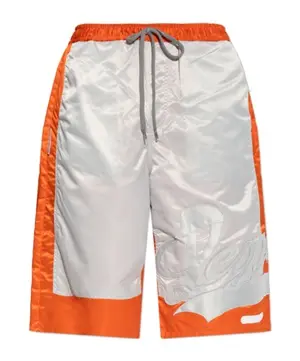 PDFCHANNEL Logo-embroidered Colour-block Shorts - Grey/orange