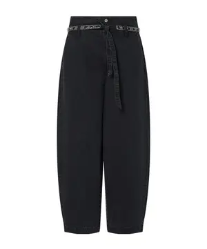 Liu Jo Balloon Trousers With Embroidered Belt - Black