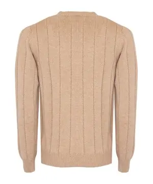 CRUCIANI Vertical Ribbed Crew Neck Knitted Sweater