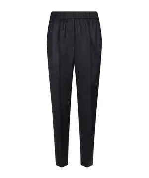 Peserico Elasticated Waistband Pleated Trousers - Dark Blue