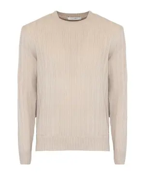 CRUCIANI Ribbed Crew Neck Knitted Sweater - Nude